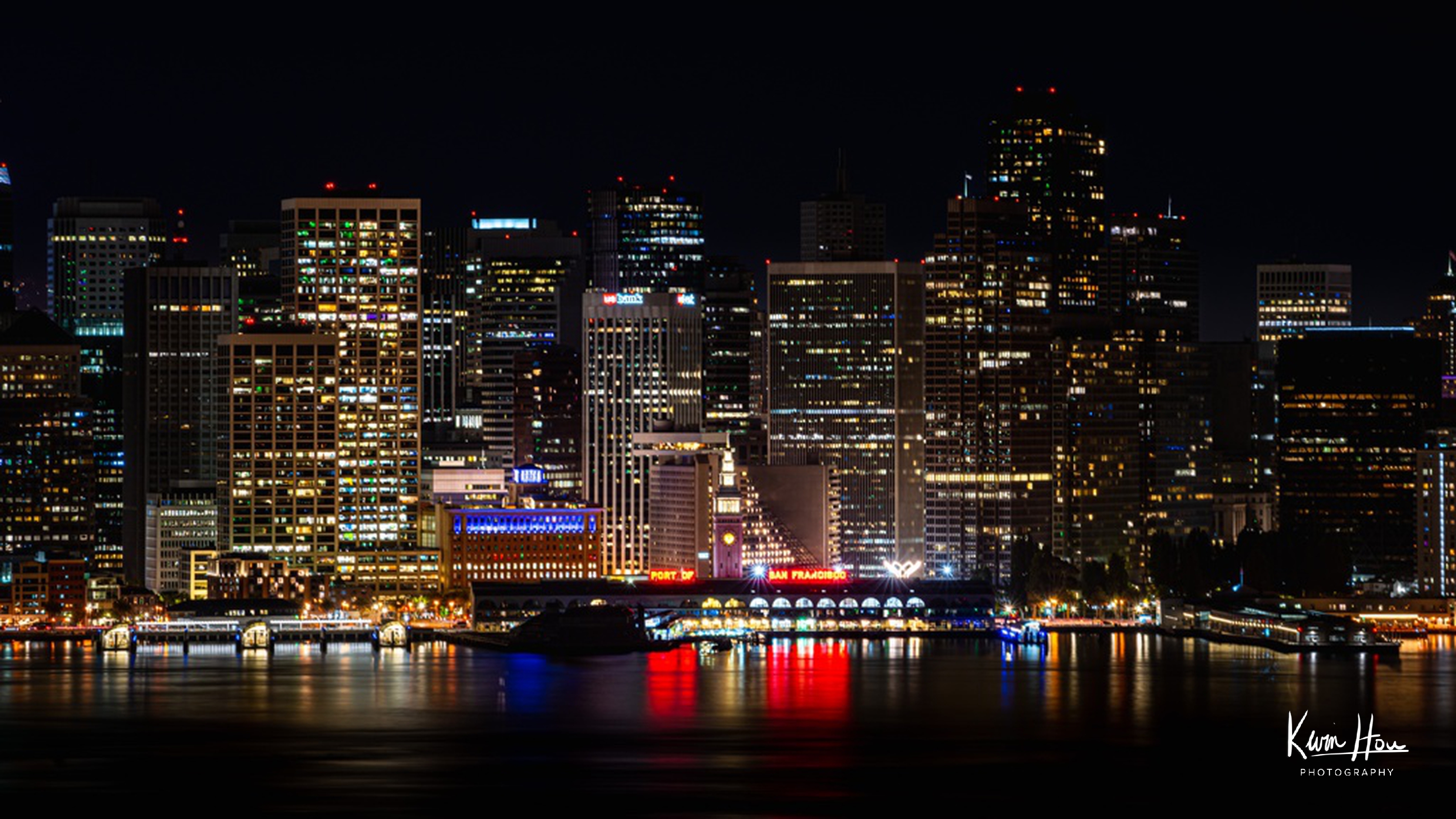 Ferry Building with Skyline At Night | Kevin Hou Photography
