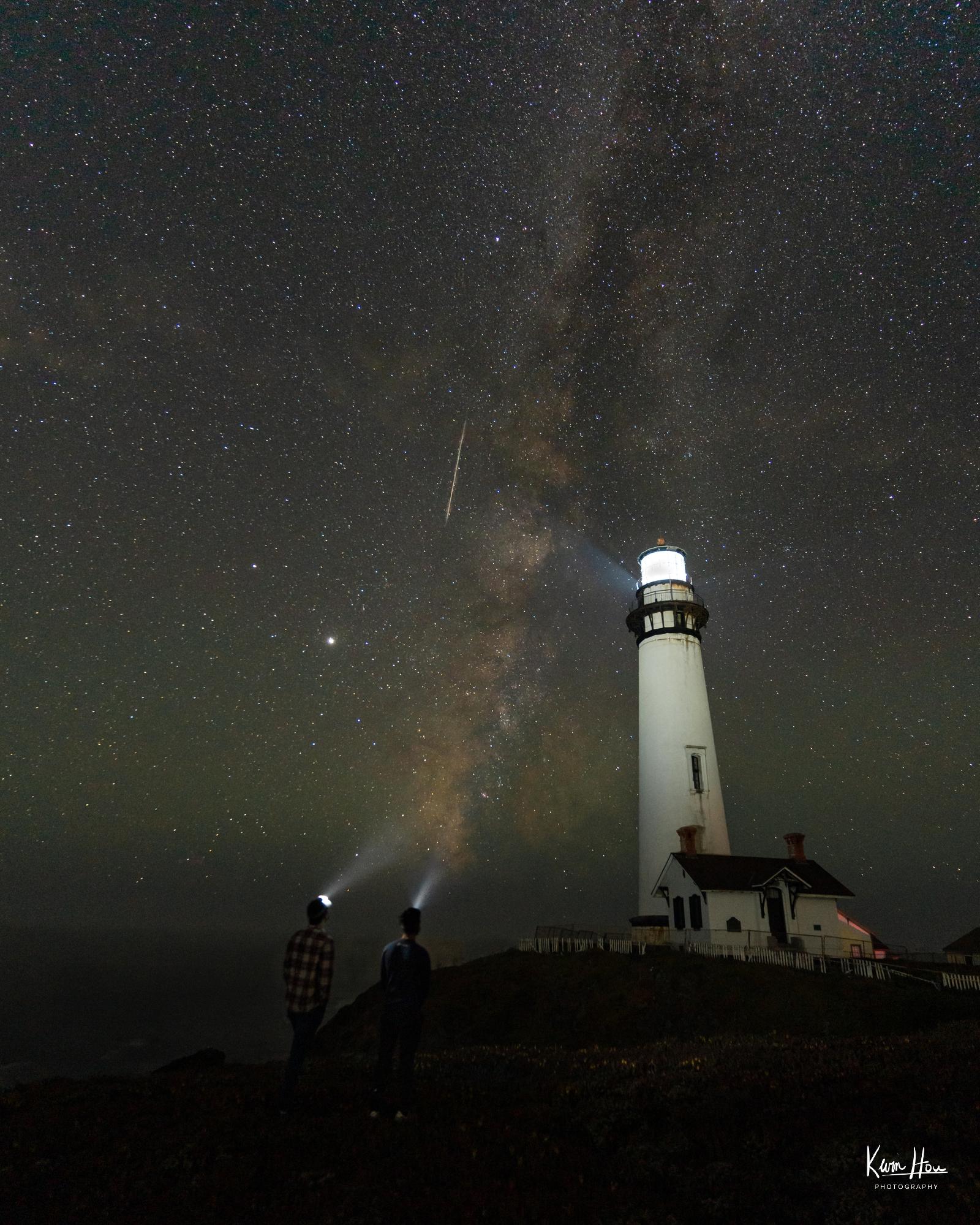 Pigeon Point Lighthouse Milky Way with Meteor | Kevin Hou Photography