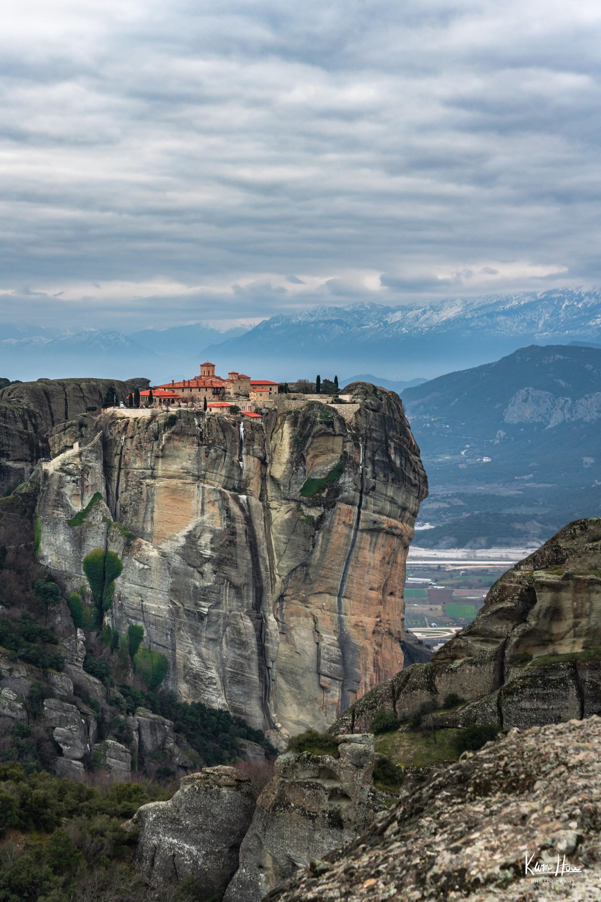Meteora Monastery Perched Atop Cliff (Portrait) | Kevin Hou Photography